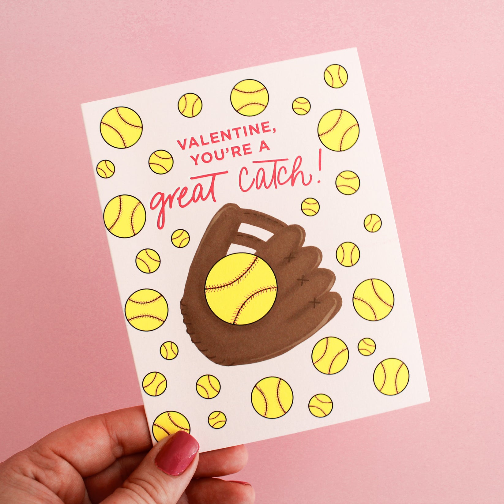 Valentine, You're A Great Catch! Softball Greeting Card – Birdie Mae ...